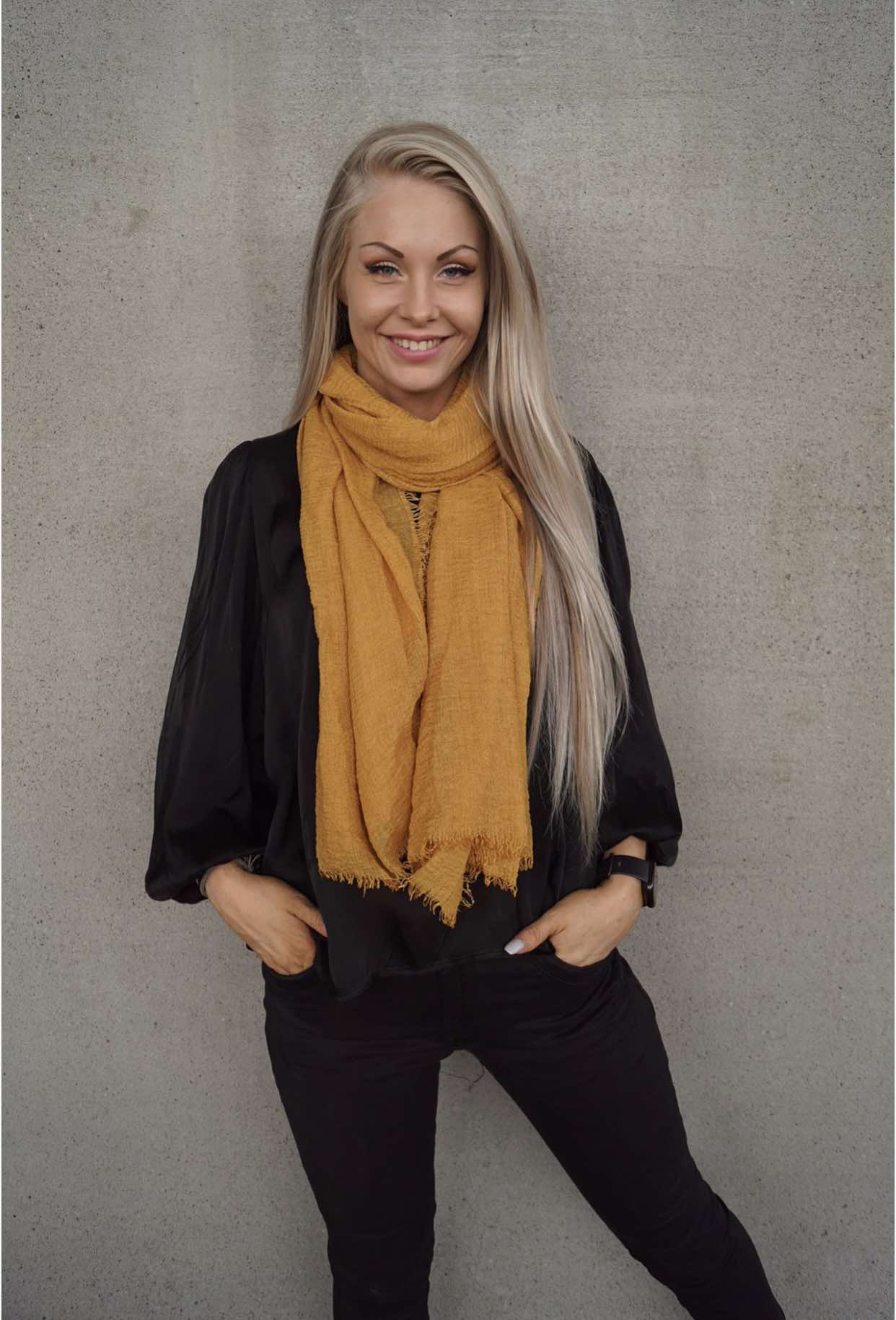 Viskose Skjerf Sennep - Pepper.no